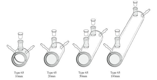 Cylindrical Quartz Cuvette with Water Jacket, 65-Q Style